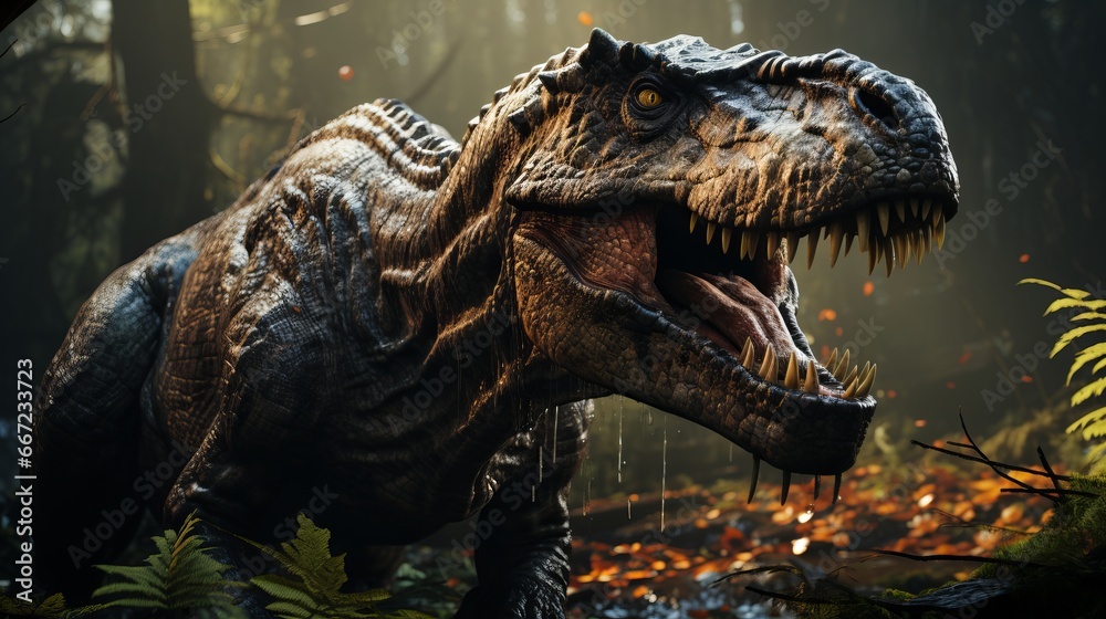 Ilustrace „Gigantosaurus megalonyx. Illustration of a huge dinosaur. Herbivorous lizard. Concept ...