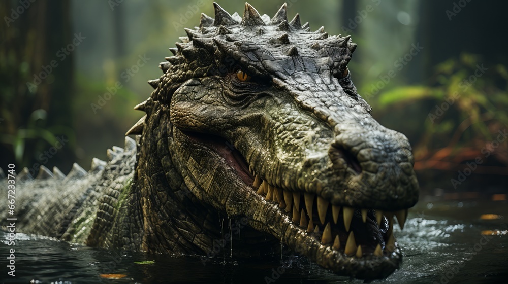 Gigantosaurus megalonyx. Illustration of a huge dinosaur. Herbivorous lizard. Concept: extinct ...