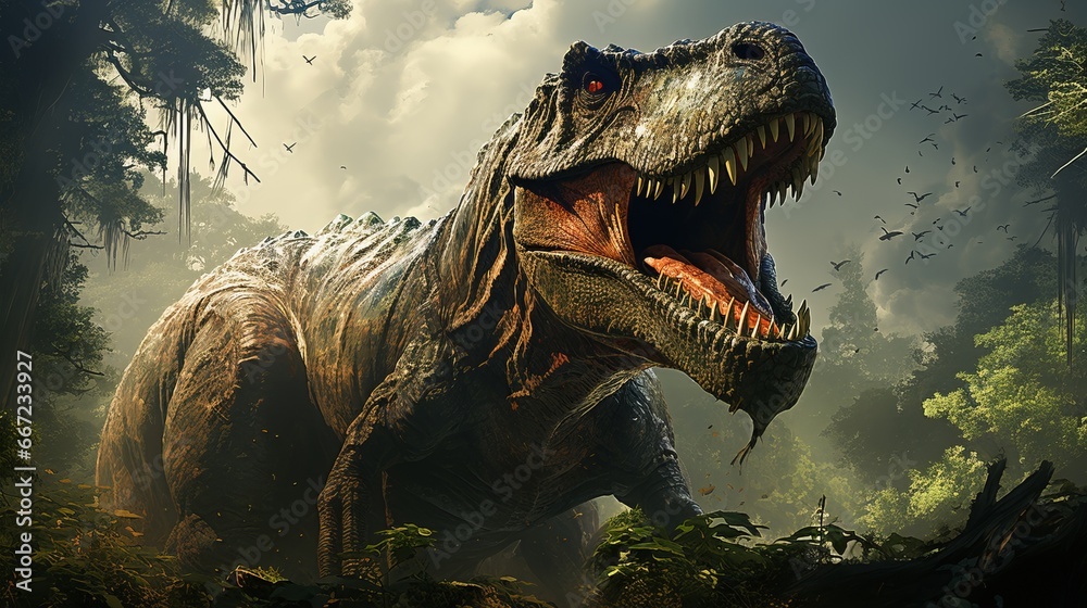 Ilustrace „Gigantosaurus megalonyx. Illustration of a huge dinosaur. Herbivorous lizard. Concept ...