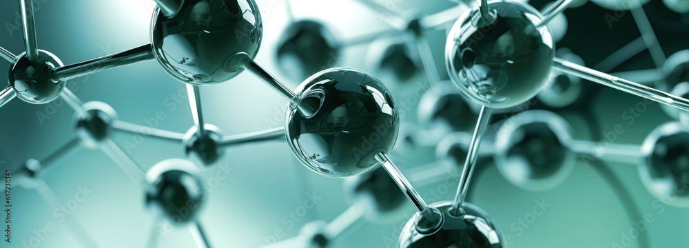 Atoms or molecules, small interconnected spheres, scientific ...