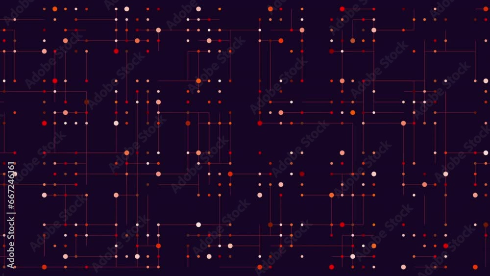 Seamless symmetrical pattern of red dots on a black background in a ...