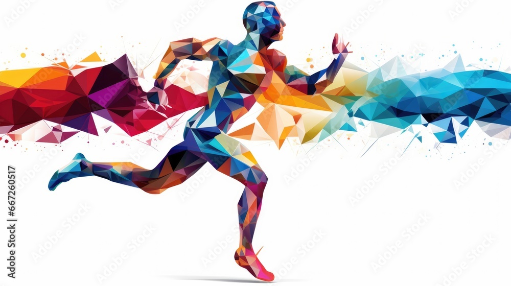 Geometric running man in vector on white background Stock Illustration ...