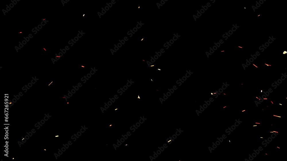 Flight of flames from a bonfire. Fire sparks on a black background can ...