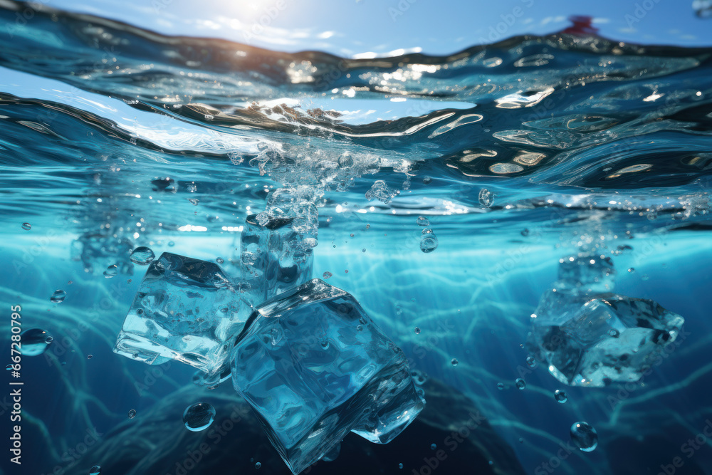 An image of melting polar ice caps, underscoring the impact of climate ...