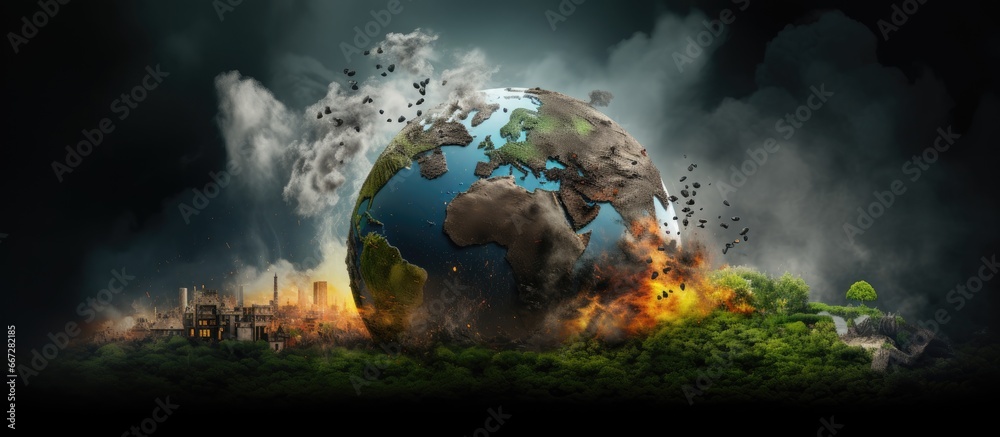 Earth s Eco Solution Concept A polluted half sphere showing industrial ...