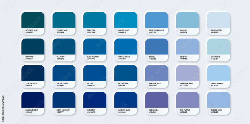 Photo & Art Print Blue Color Guide Palette with Color Names, Angela Ksen
