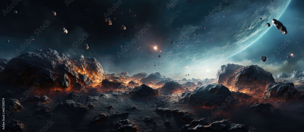 Meteorite and asteroid field in Artificial Intelligence for sci fi or ...