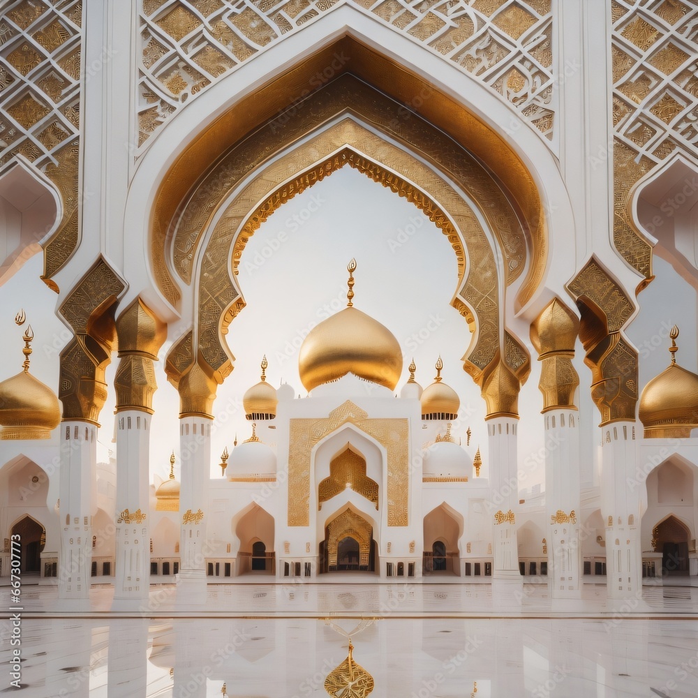 Beautiful Mosque Interior view Ramadan and Eid al Adha concept Islamic ...