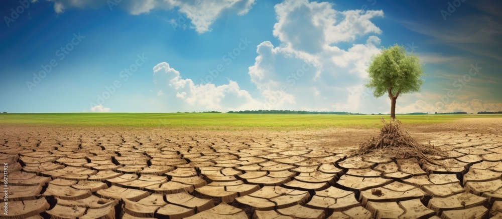 Desertification concept From fertile to cracked and green to desert due ...