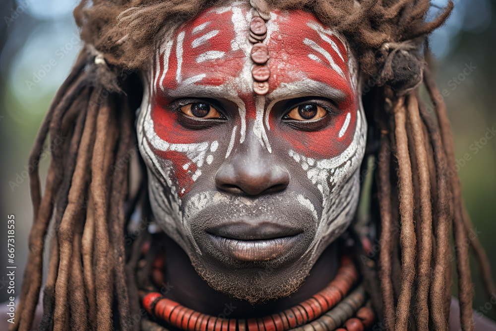 Generative AI illustration of portrait of african male of authentic ...