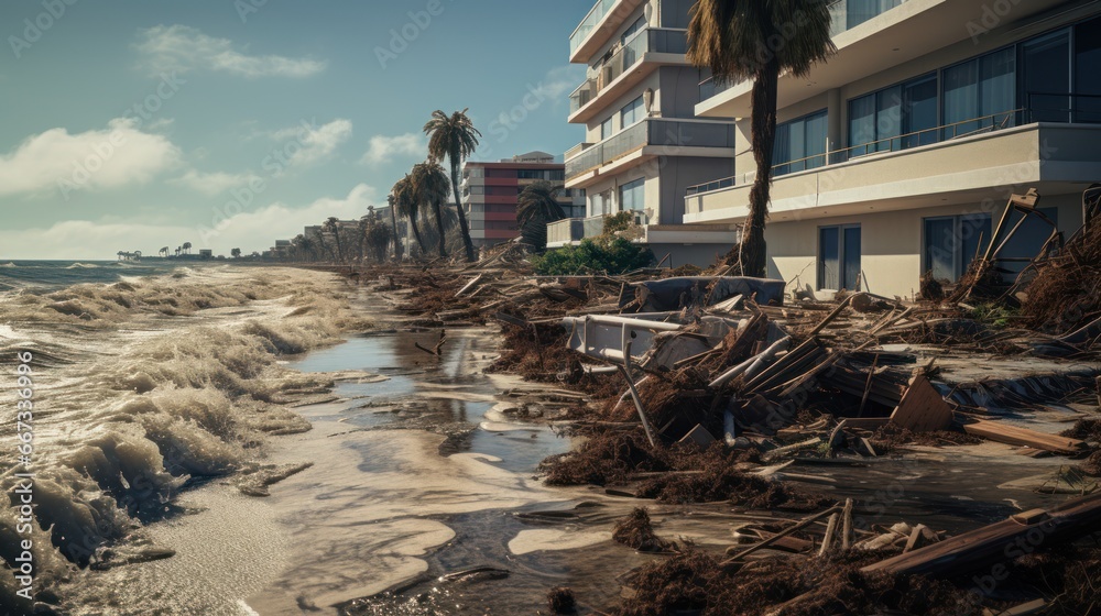 Rising sea levels pose a threat to coastal areas Stock Illustration ...