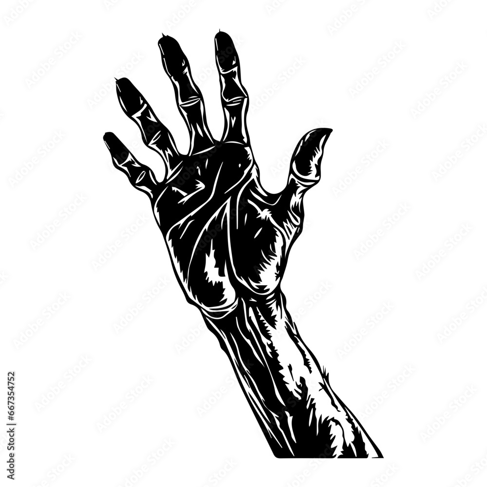 Zombie Hand , Clip Art Design Vector. Halloween Scary Grave. Arm ...
