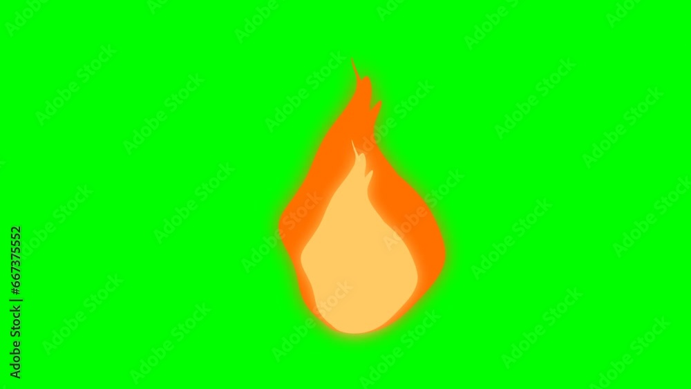 Cartoon burning fire animation on green screen. Cartoon fire animation ...