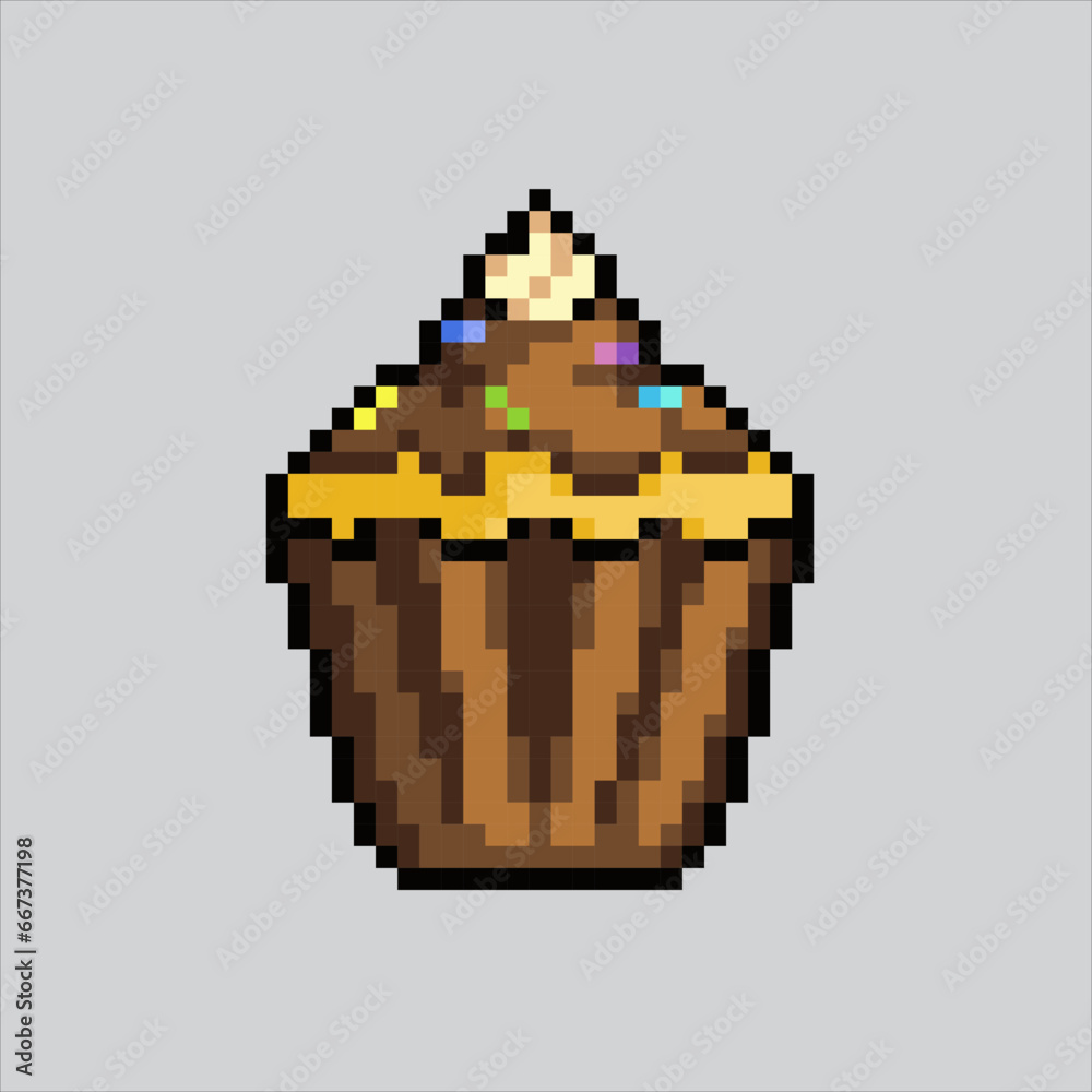 Pixel art illustration cupcake. Pixelated Party cup cake. Birthday ...