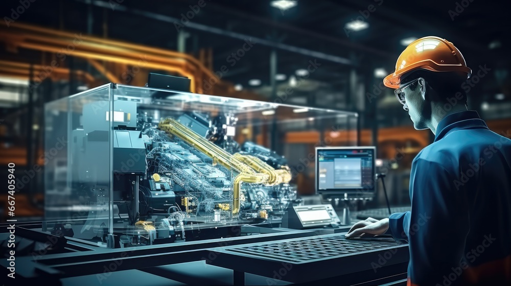 Engineer Monitors And Controls Robot Arm Automation In Smart Factories Checking The Network