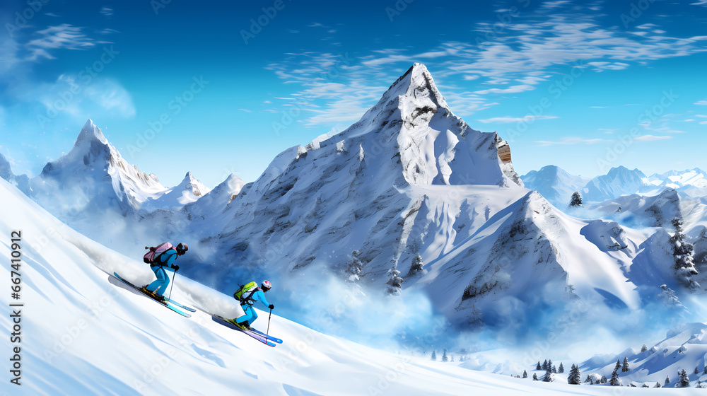 Ski resort background wallpaper poster PPT Stock Illustration | Adobe Stock
