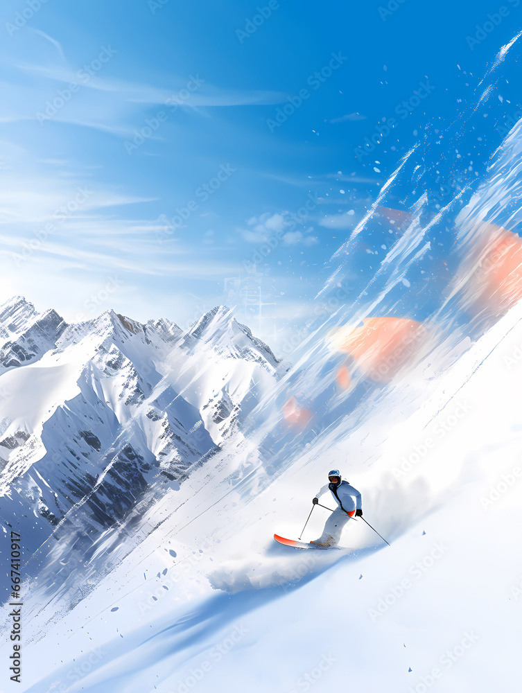 Ski resort background wallpaper poster PPT Stock-Illustration | Adobe Stock