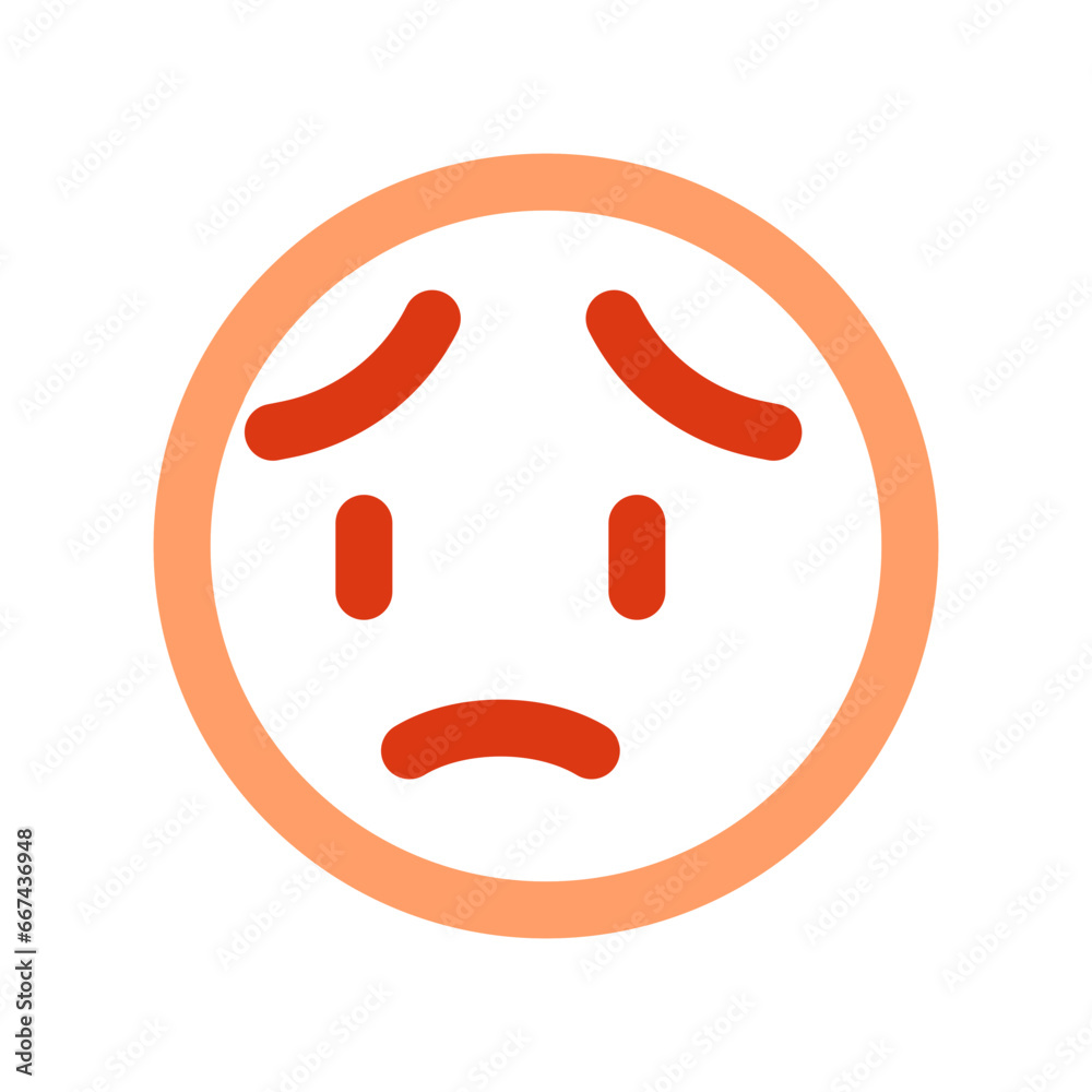 Editable worry, sad face expression emoticon vector icon. Part of a big ...