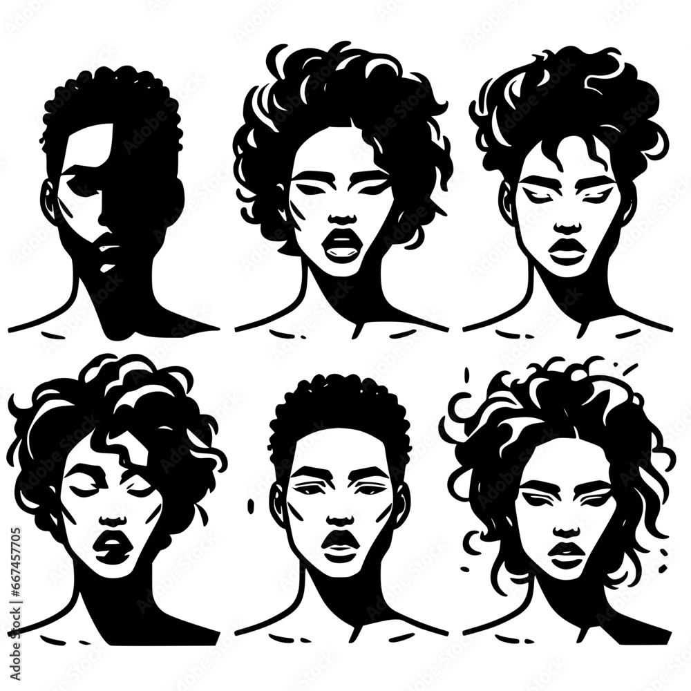 The Language of Faces: Expressive Emotions in One Face, silhouette ...