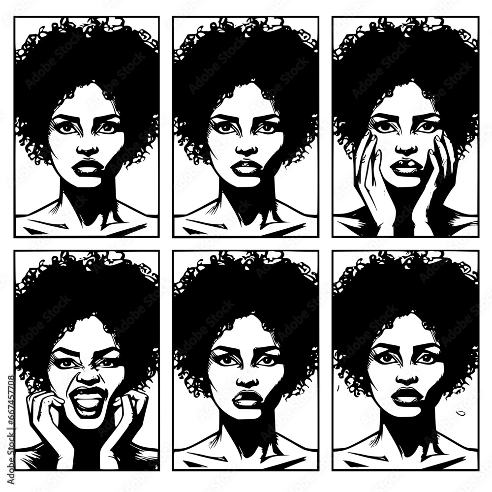 The Language of Faces: Expressive Emotions in One Face, silhouette ...