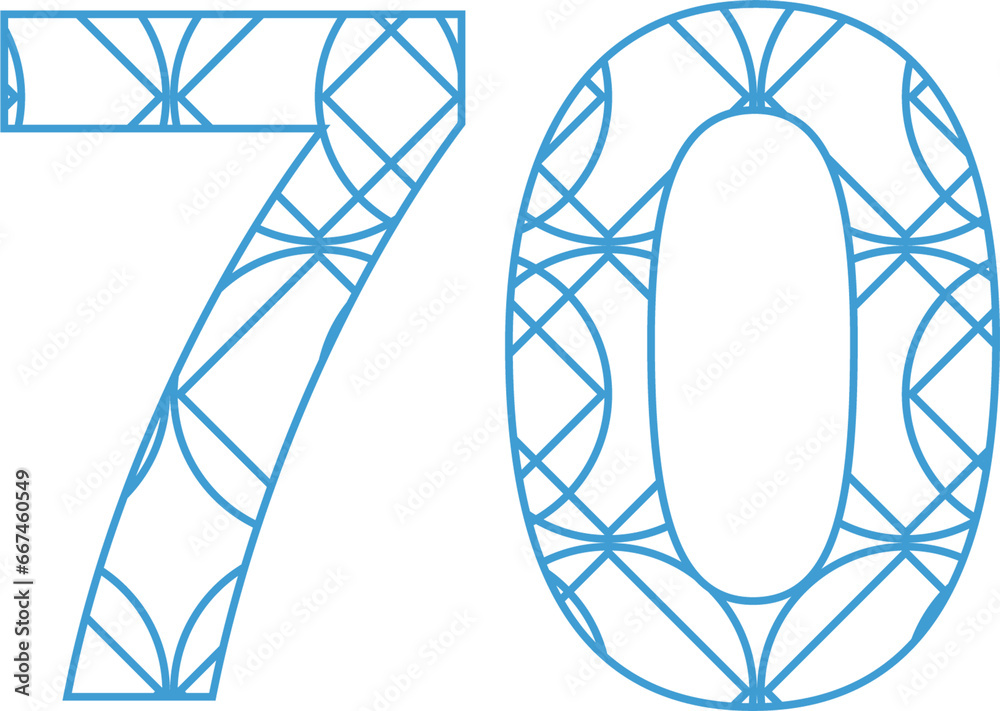 Digital png illustration of blue 70 number with pattern on transparent ...