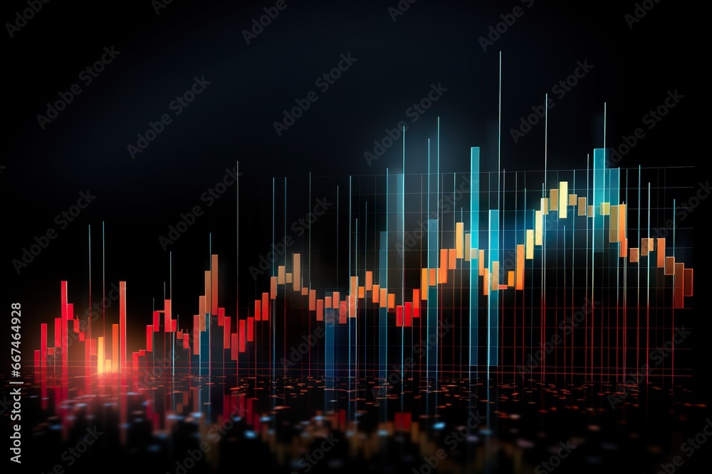 dynamic market chart depicts the steady increase of business stocks ...