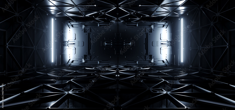 Modern Alien Spaceship Room Garage Hangar Warehouse Sci Fi Futuristic ...