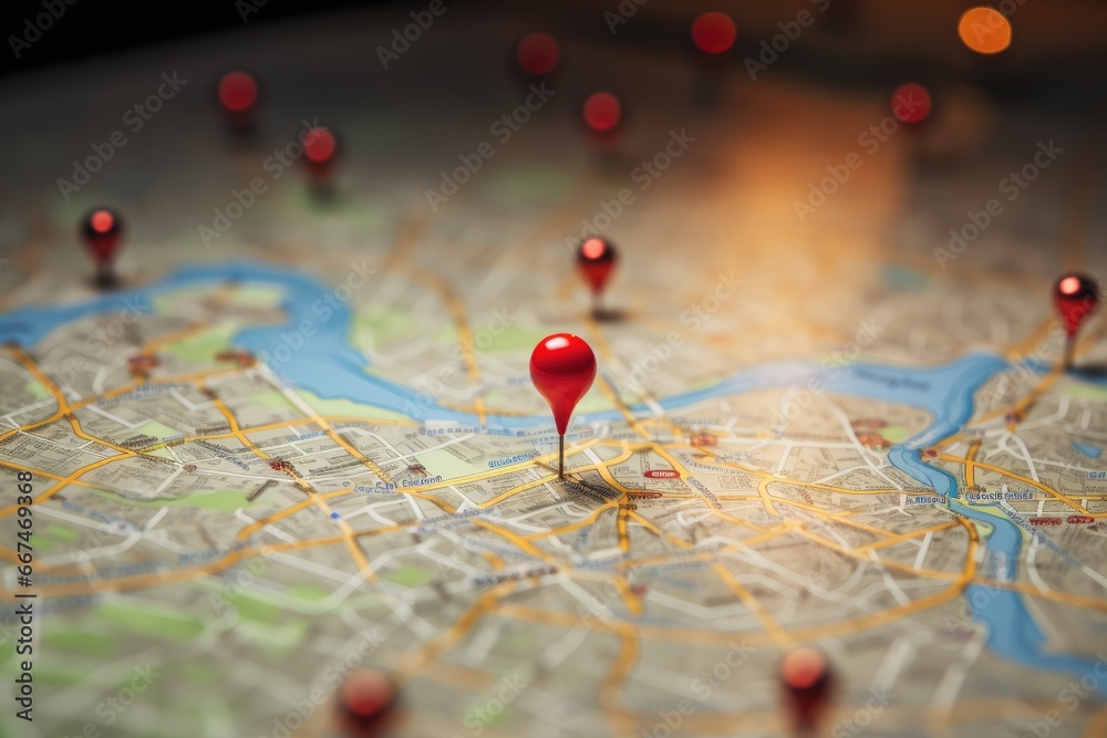 Map of the city on a map of the European Union with red pins, Location ...