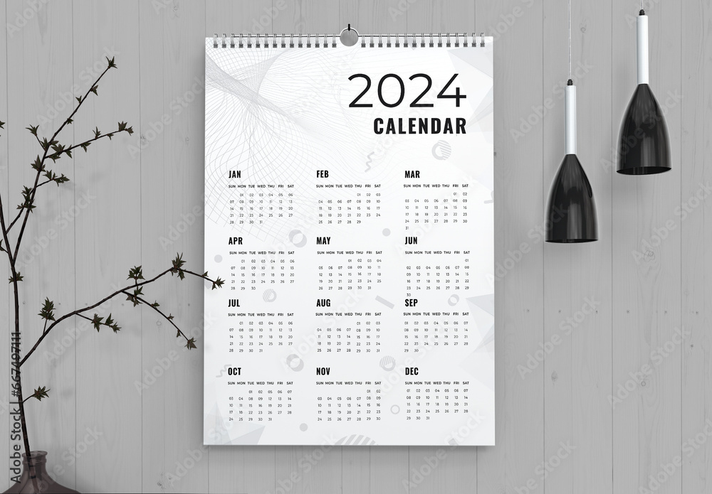 Geometric Calendar 2024 Layout Stock Template | Adobe Stock