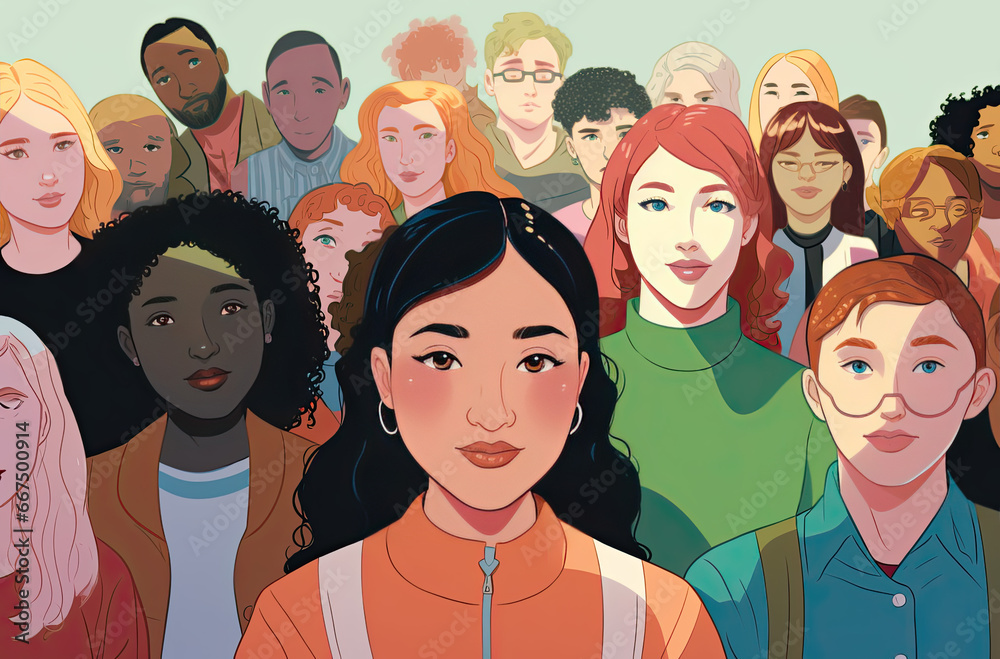 Illustration of diverse individuals representing Generation Z. The ...