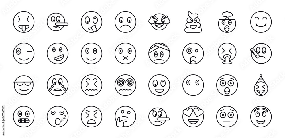 Outline Icons Set From Emoji Concept Editable Vector Such As Tongue