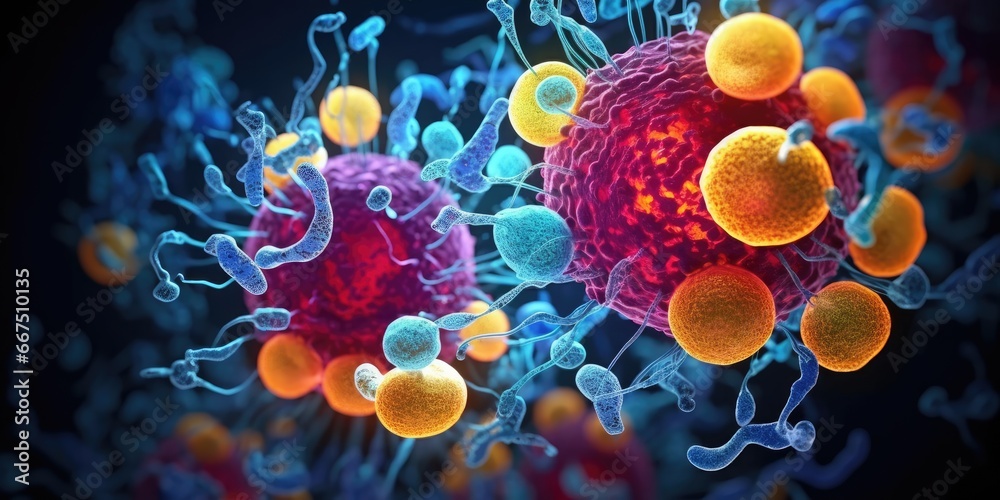 Cell division or cell connection, the microbiological process of ...