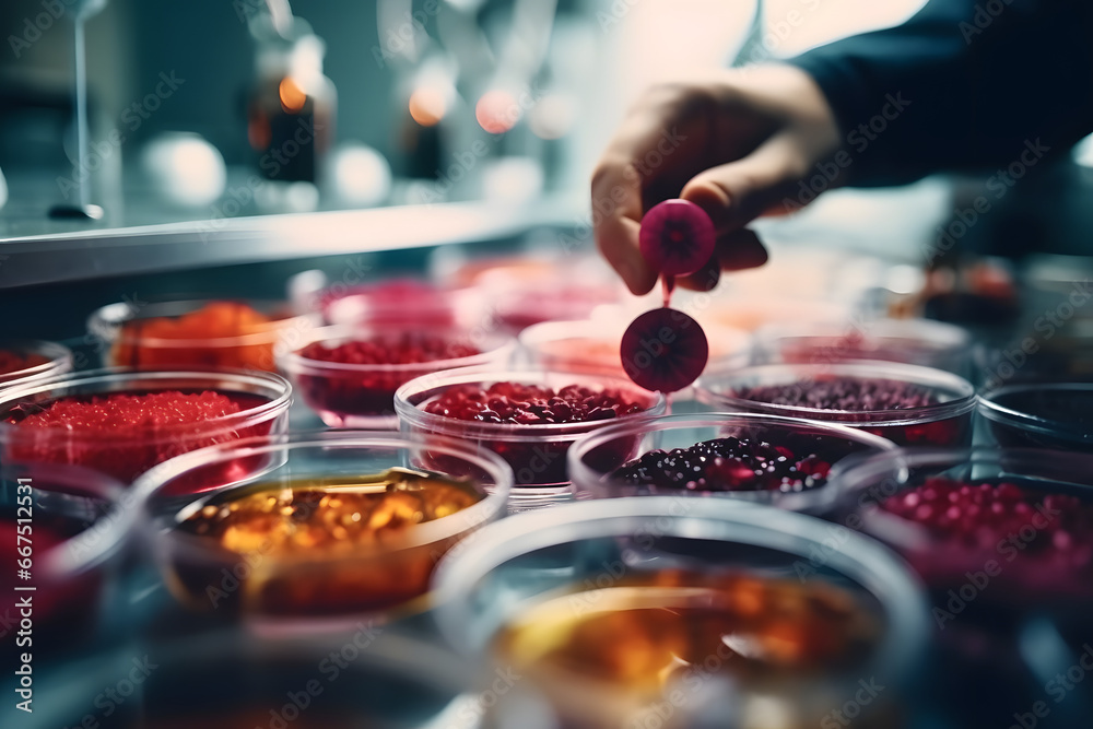 Scientists conducting a research in a state-of-the-art cosmetics ...