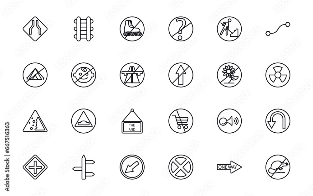 outline icons set from traffic signs concept. editable vector such as ...
