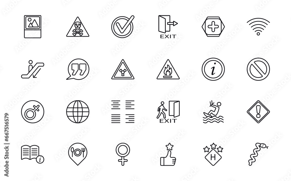 outline icons set from signs concept. editable vector such as ...