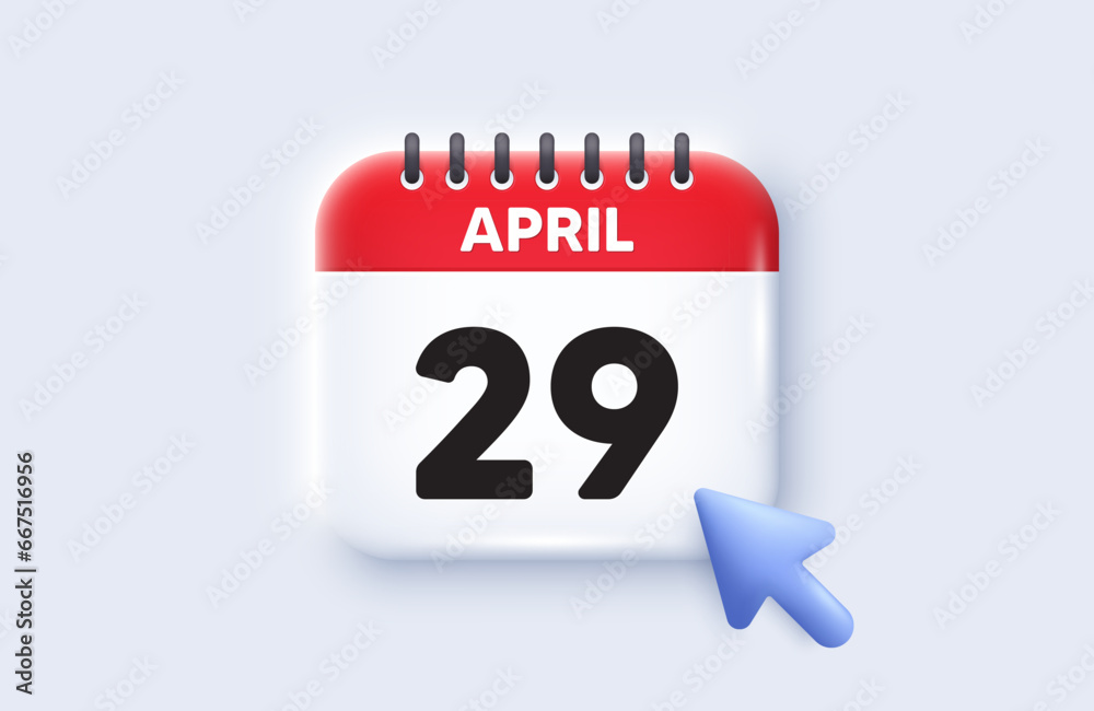 29th day of the month icon. Calendar date 3d icon. Event schedule date ...