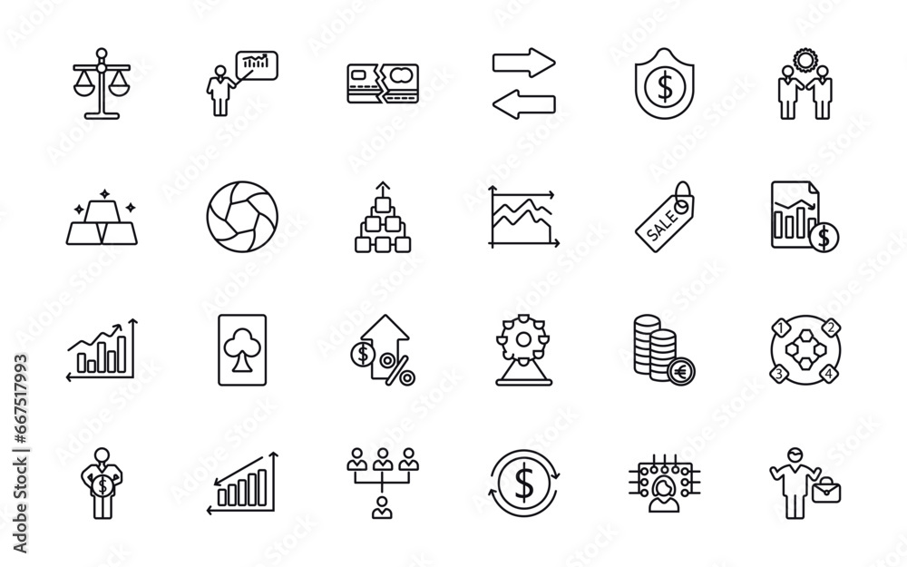 Vetor de outline icons set from business concept. editable vector such ...