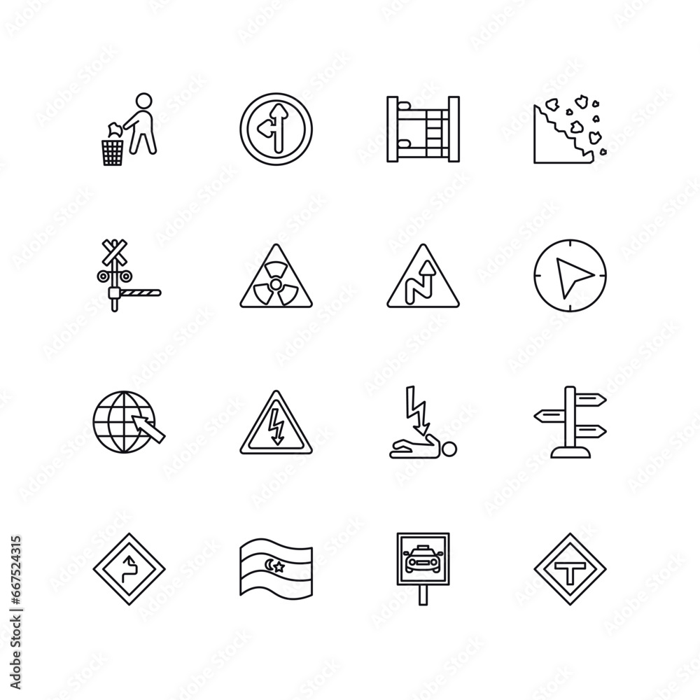 outline icons set from maps and flags concept. editable vector such as no littering, dormitory ...