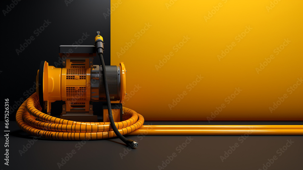 3d minimalist reels a cable laying and subsea equipment on yellow ...
