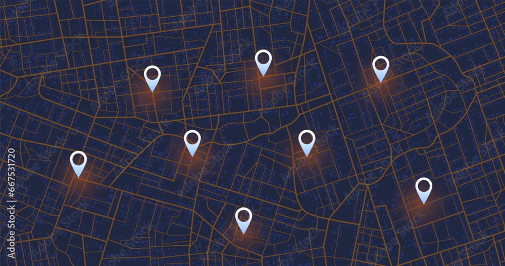 Multiple destinations. Gps tracking map. Track navigation pins on ...