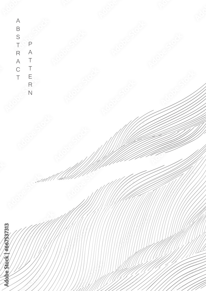 Abstract landscape background with white and black hand drawn line ...