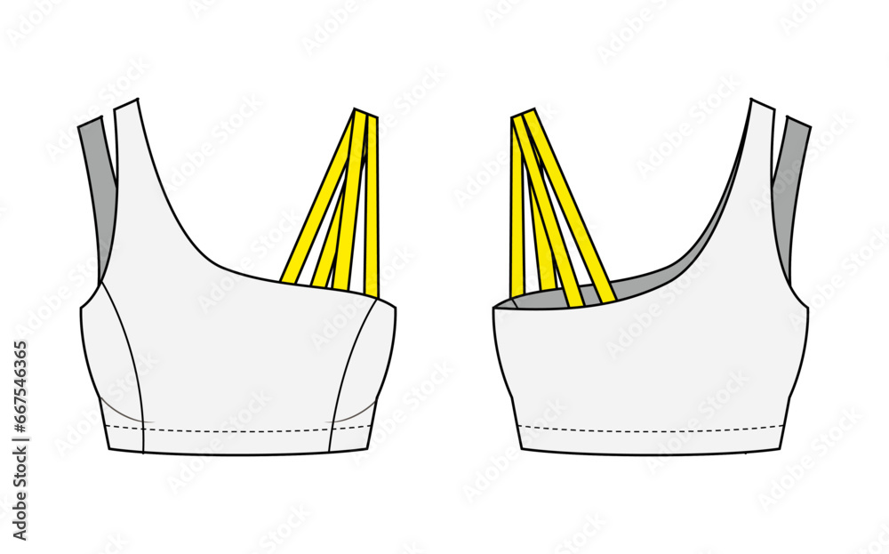 Illustration of active bra, sports wear, Fashion Flat Sketch Vector ...