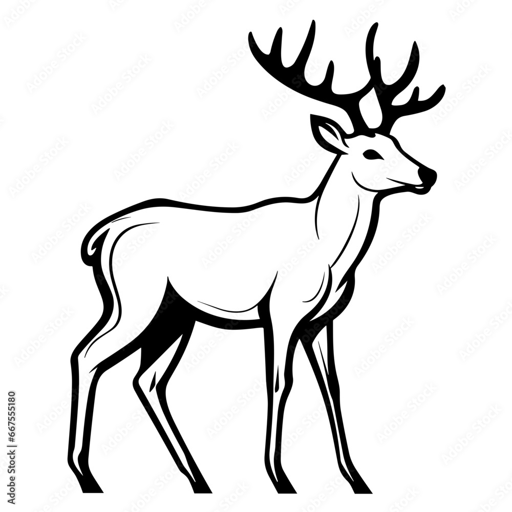 Simple Hand Drawn Illustration of Deer with Outline Style. SVG Vector ...