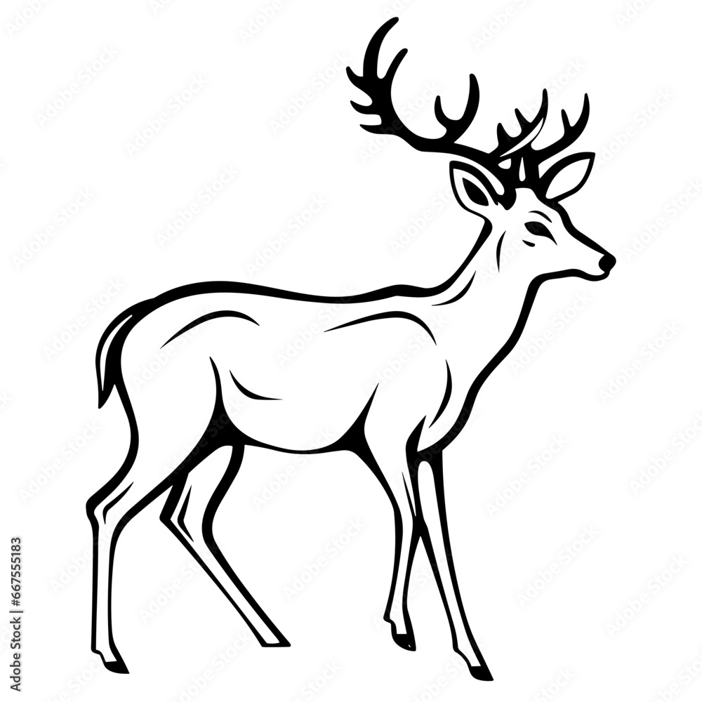 Simple Hand Drawn Illustration of Deer with Outline Style. SVG Vector ...