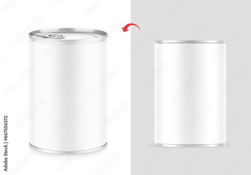 Hight realistic tin can with easy-open lid mockup. Vector illustration ...