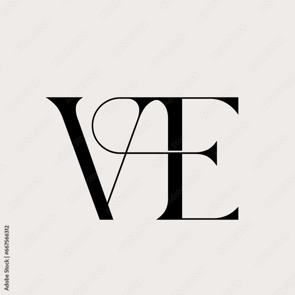 VE monogram logo signature icon. Elegant intertwined alphabet initials ...