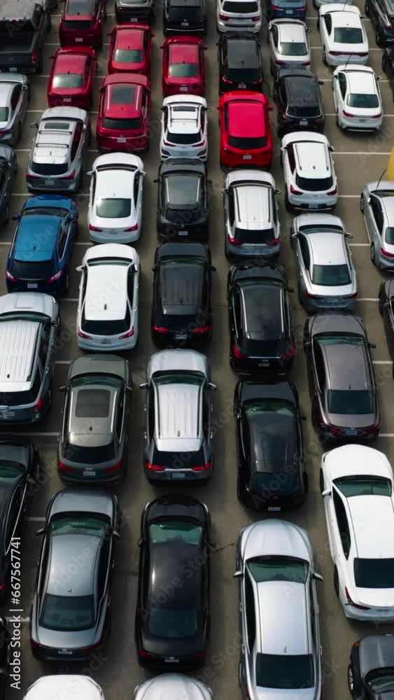 Aerial top down view of a car carrier trailer. car-carrying trailer ...