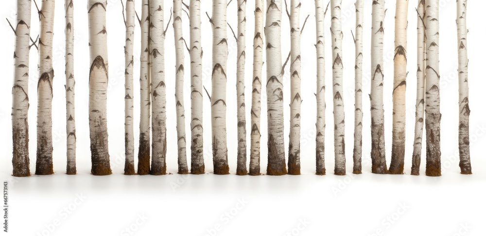 stock images of a set of natural birch trunks isolated on a clean white ...