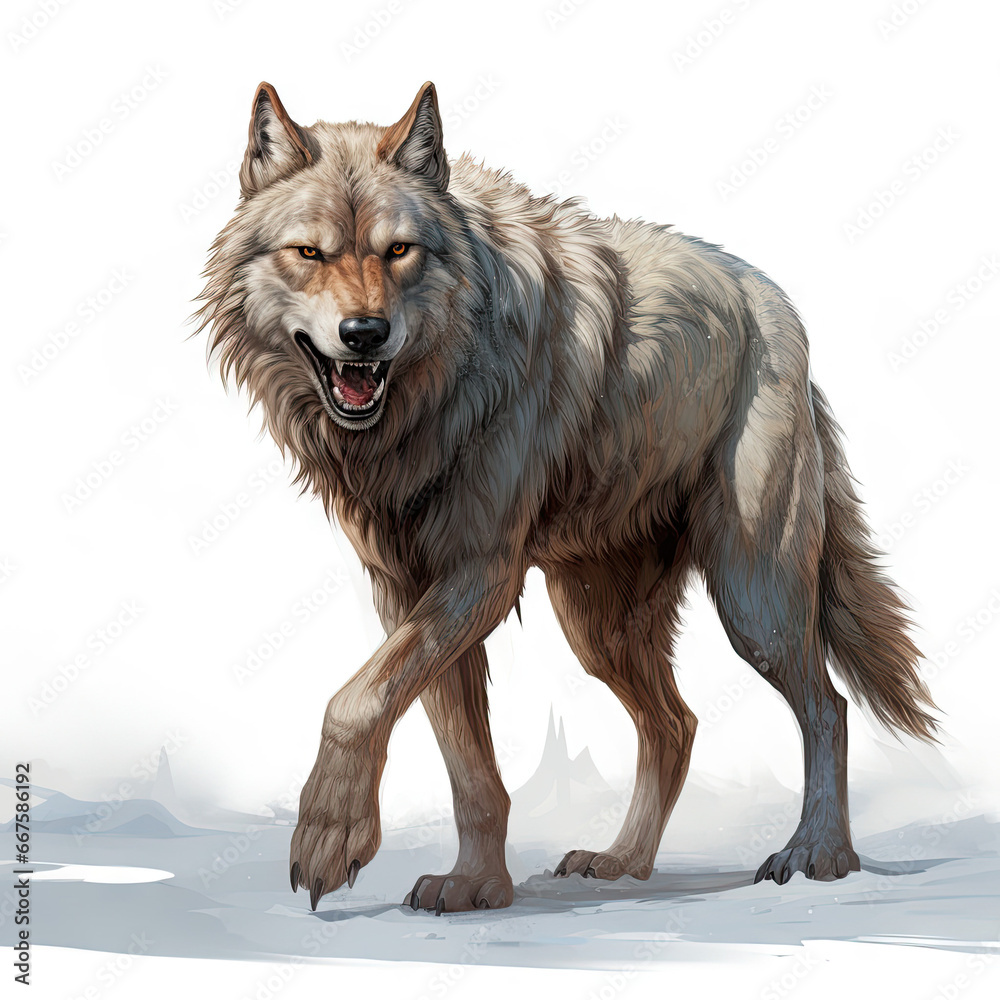 Realistic Dire Wolf Portrait. , Medieval Fantasy RPG Illustration Stock ...