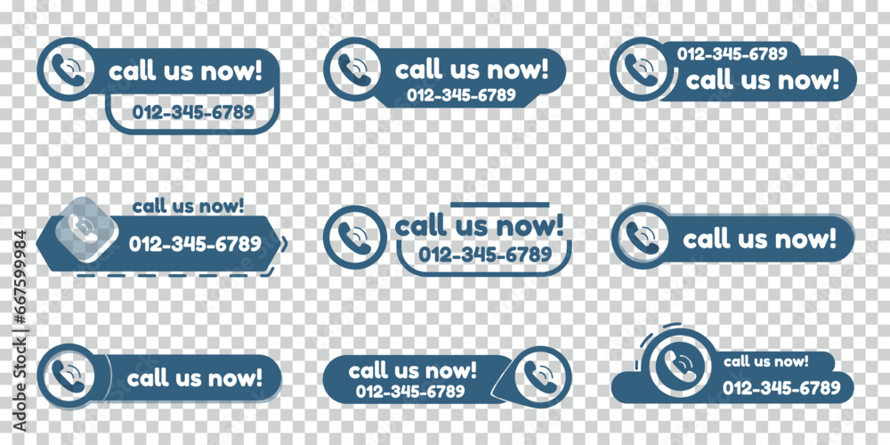Call Us Button Icon Set - Different Vector Illustrations Isolated On ...